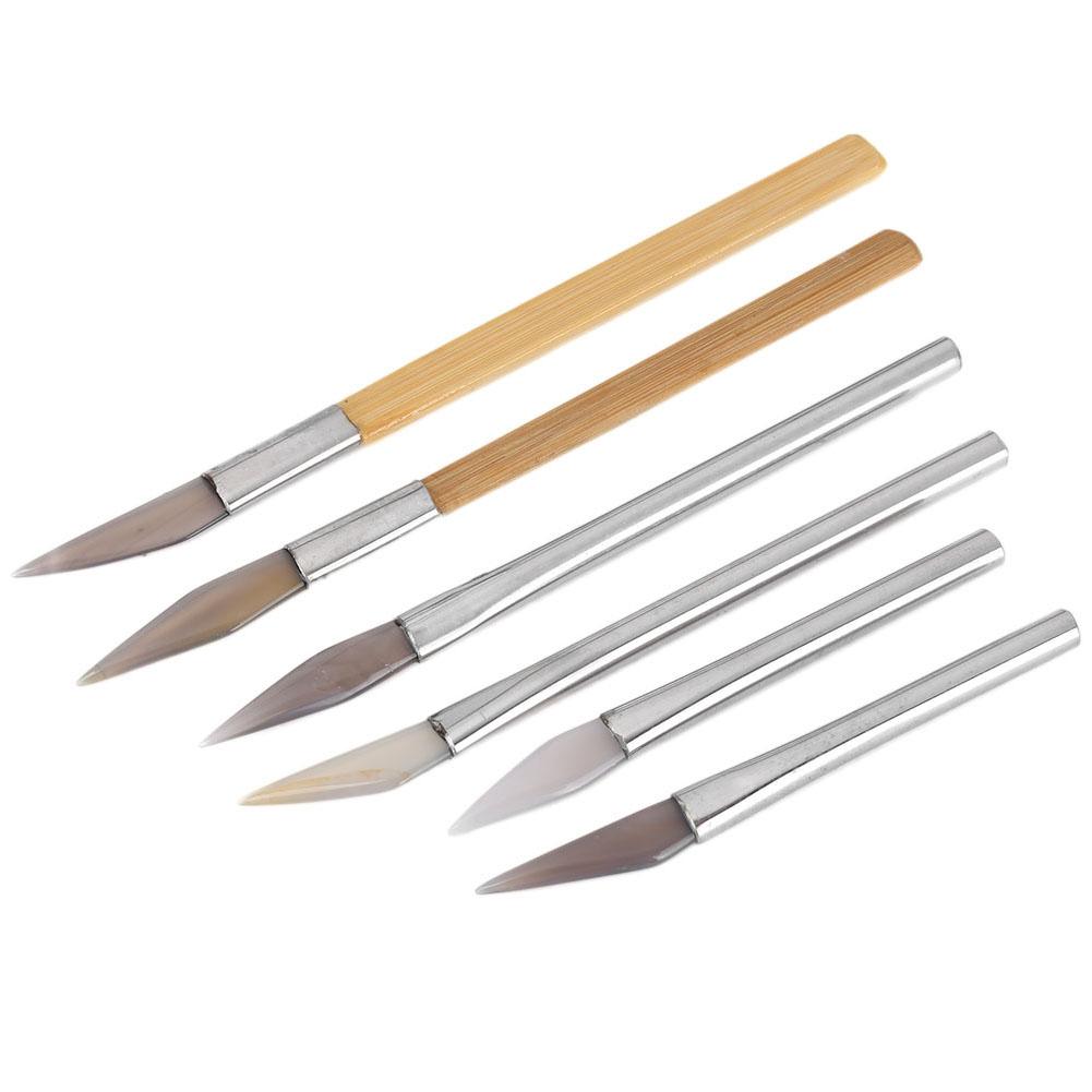 Buy Knife Edged Agate Burnisher Set Craft Polishing Tools Carving ...