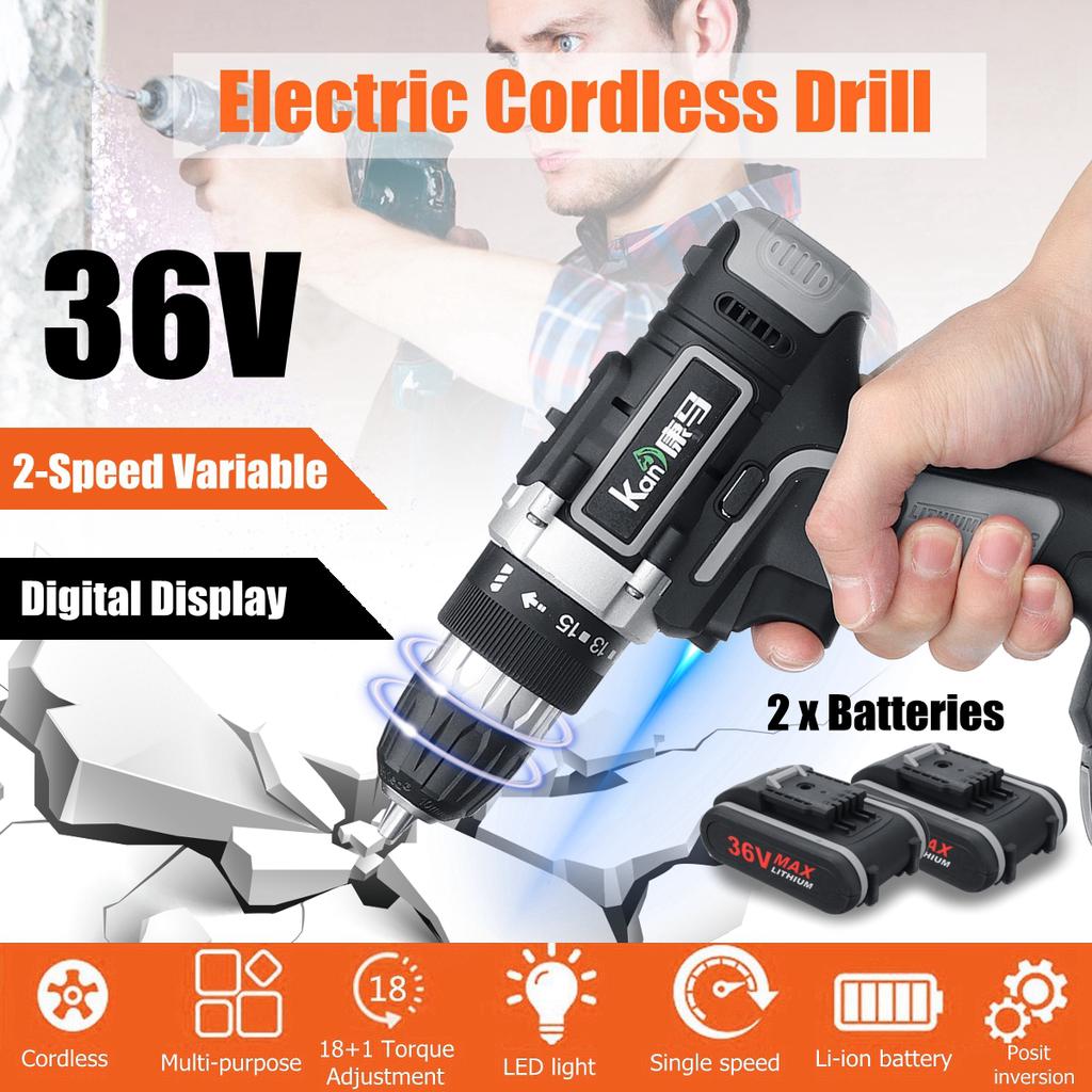 Buy Cordless Drill Double Speed Adjustment Digital Display LED Lighting ...