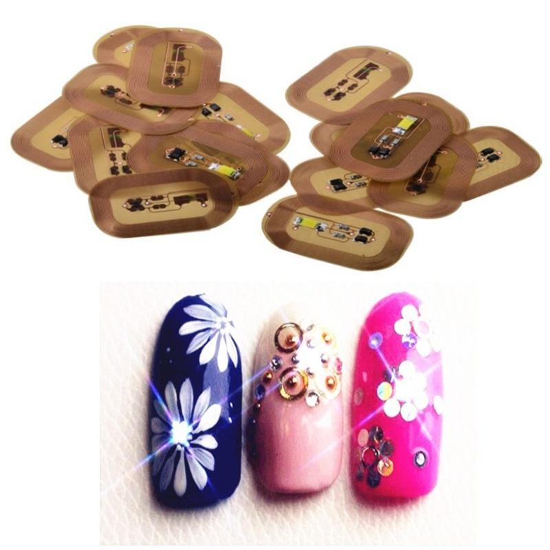 Buy 2Pcs NFC Chip Nail Art DIY Stickers Lighting Nail Decal LED at ...