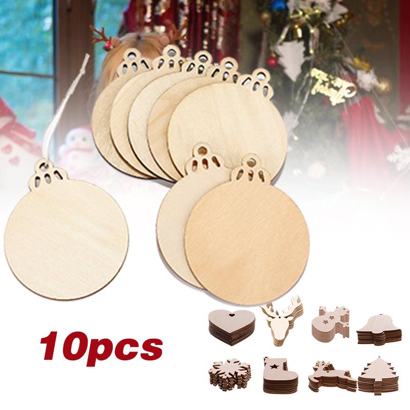 DIY Wooden Craft Blank Shape Christmas Tree Baubles Hanging Decorations ...