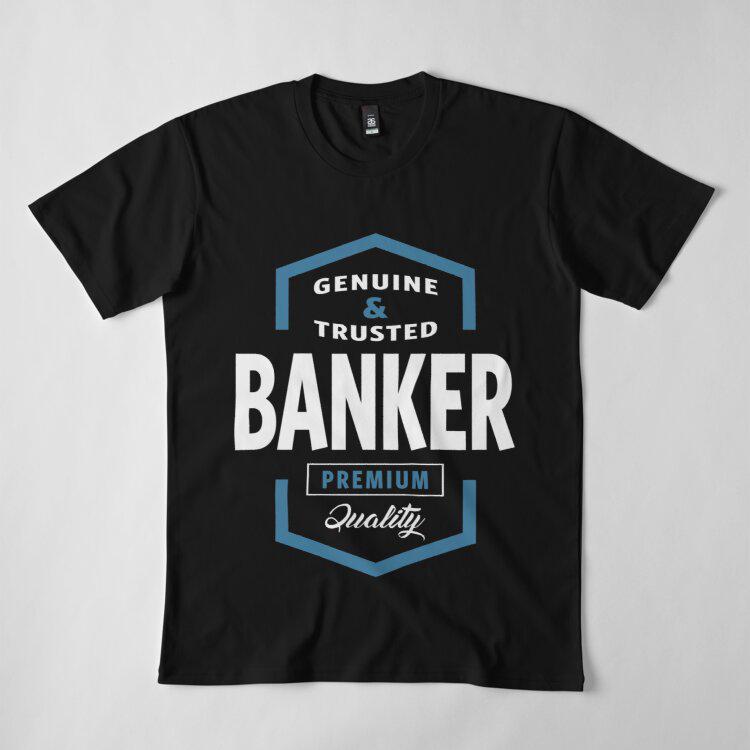 Buy Mens Premium T Shirt 200gsm Cotton Double Yarn Tees Banker Logo