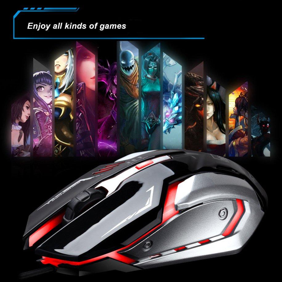 Buy K1 Silent Mute Wired Photoelectric Glow USB Game Mouse Gamer ...