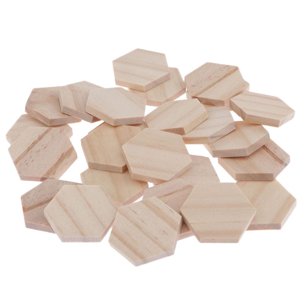 Buy 38mm Blank Hexagon Wooden Pieces Embellishment Crafts Ornaments ...