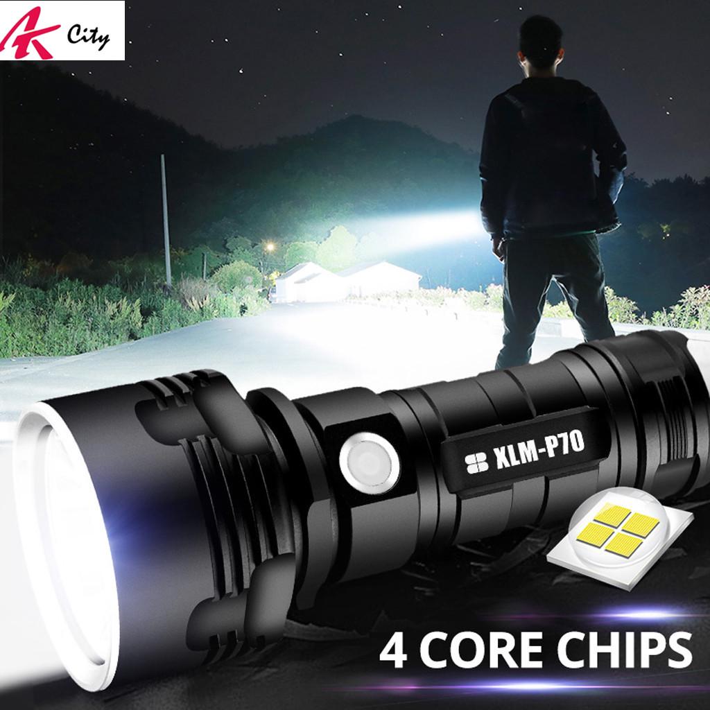 Buy Powerful XHP50 LED Flashlight Zoomable Torch Light USB Rechargeable ...