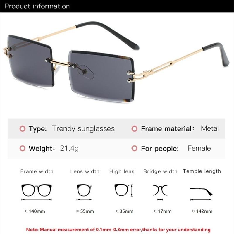 Buy Vintage Fashion Sunglasses for Women Rimless Frameless Rectangle Shades Gradient UV400 ...