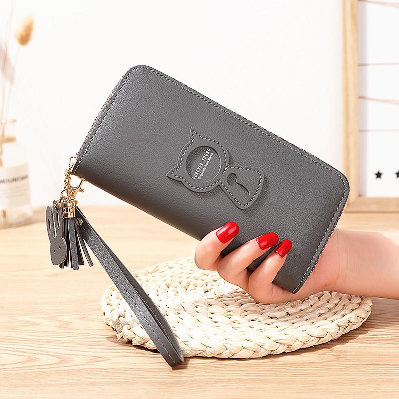 Buy Women's Fashion Tassel Cat Long Purse Large Capacity Cell Phone Bag ...