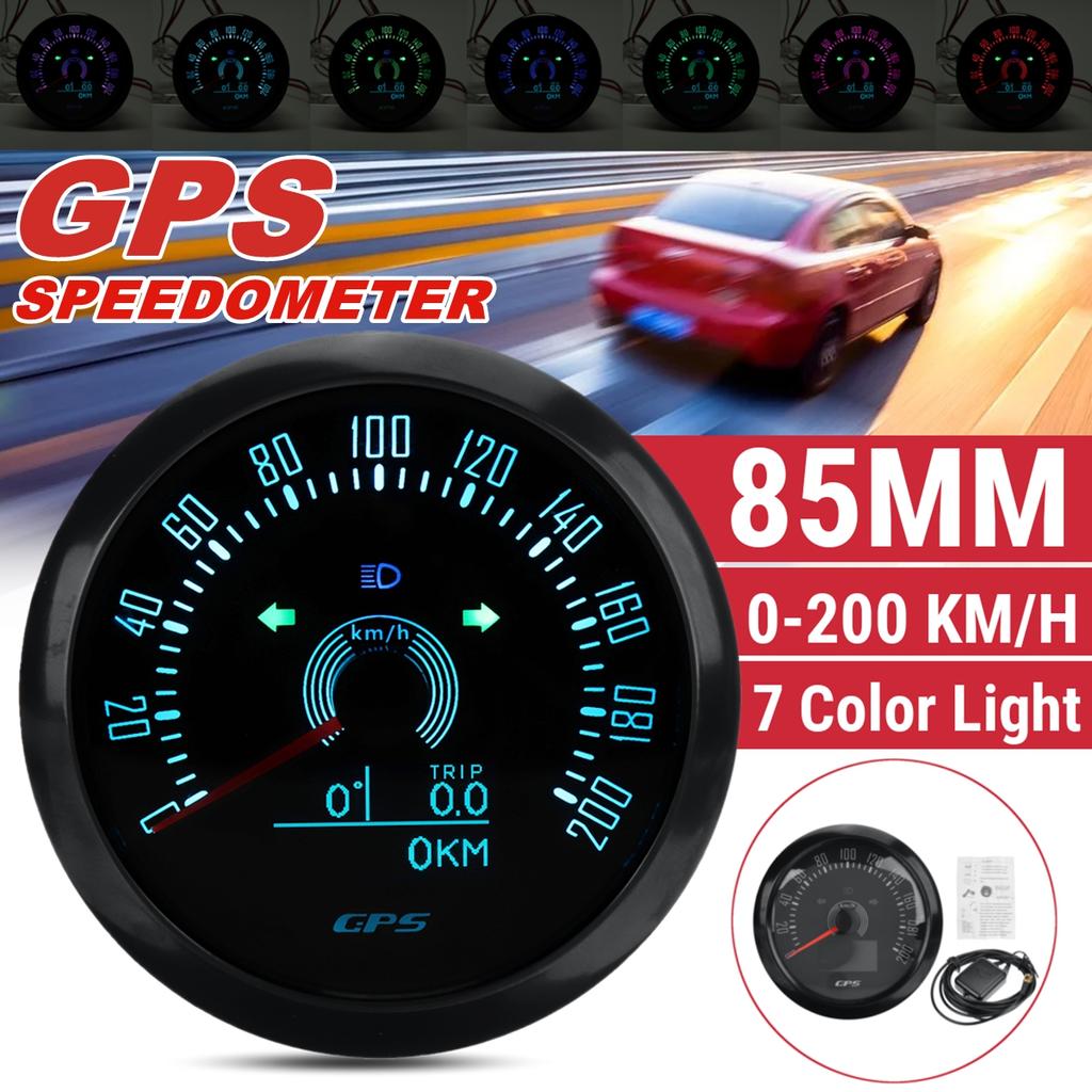 Buy 85Mm Universal GPS Speedometer Pointer LCD Display Odometer 200Km/H ...