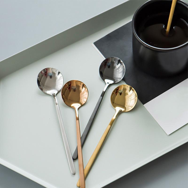 Buy 1PC For Coffee Tea Strring Spoon Small Round Spoon Stainless Steel ...