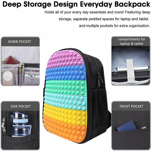 Buy Fidget Backpack Large Capacity Bag Rainbow Silicone Backpacks Pop ...