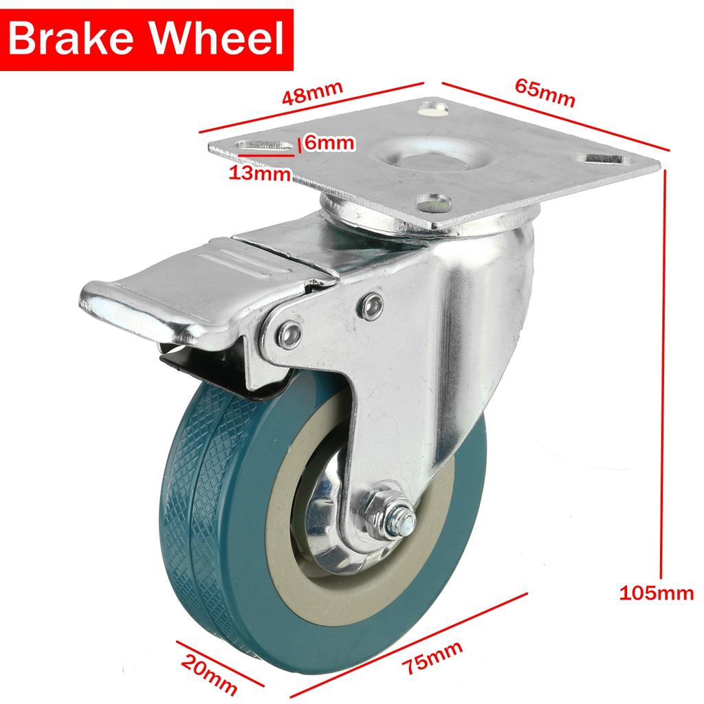Goedkope 4PCS 3" 75Mm Heavy Duty Fixed/Swivel/Brake Caster Castor ...