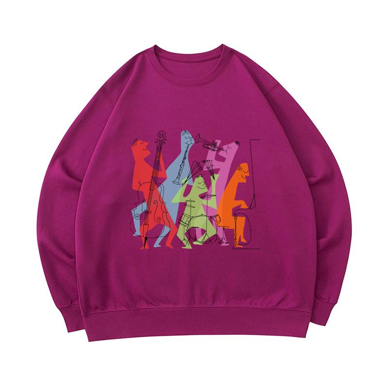 Buy Men's 300 GSM 100% Cotton Sweatshirt Mid Century Modern Jazz Print ...