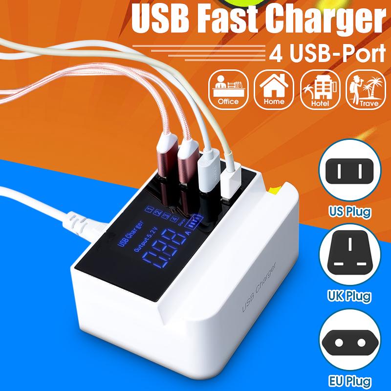 Buy 4 Port USB Fast Charger AC Power USB Socket Panel with LCD Displsy ...