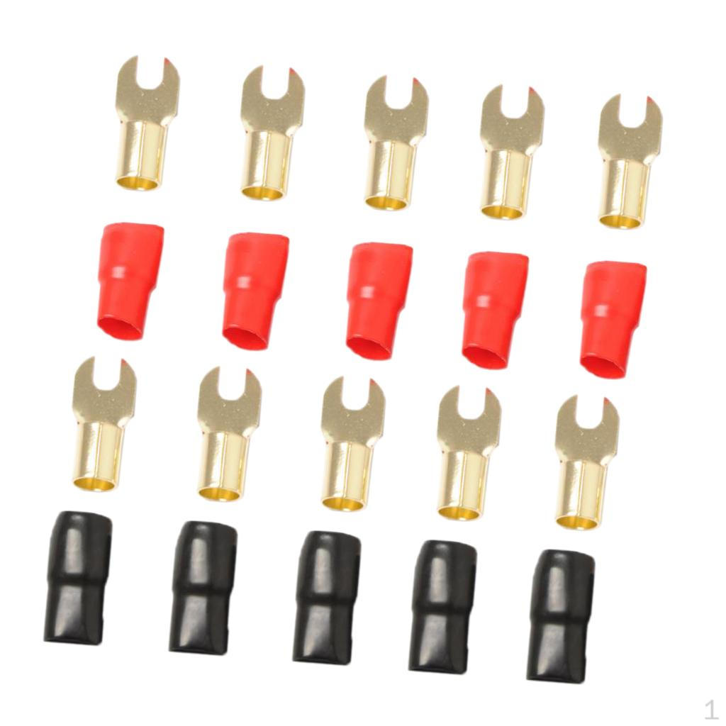 Buy 5 Pairs 4 AWG Car Audio Wire Fork Terminal Connector Brass at ...