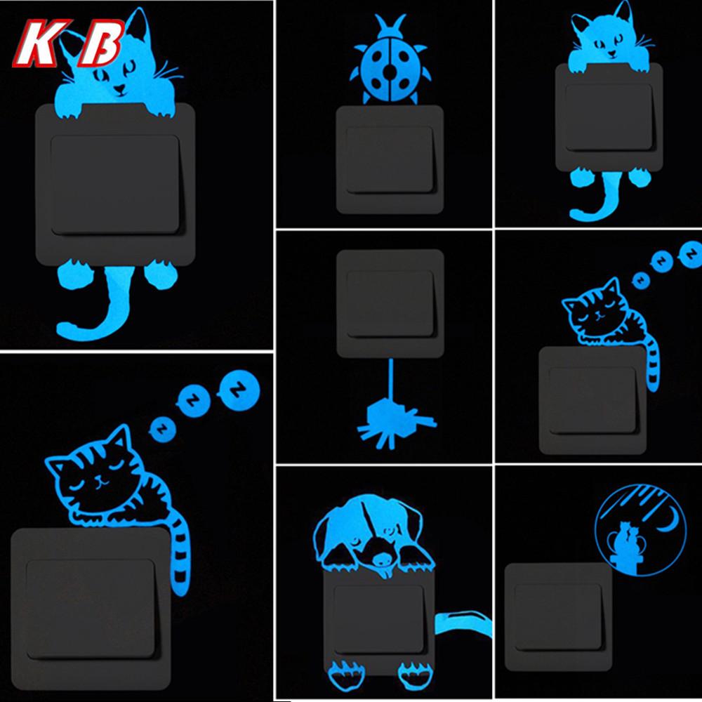 KB Removable Sticker Cute Cartoon Switch Luminous Sticker Fluorescent ...