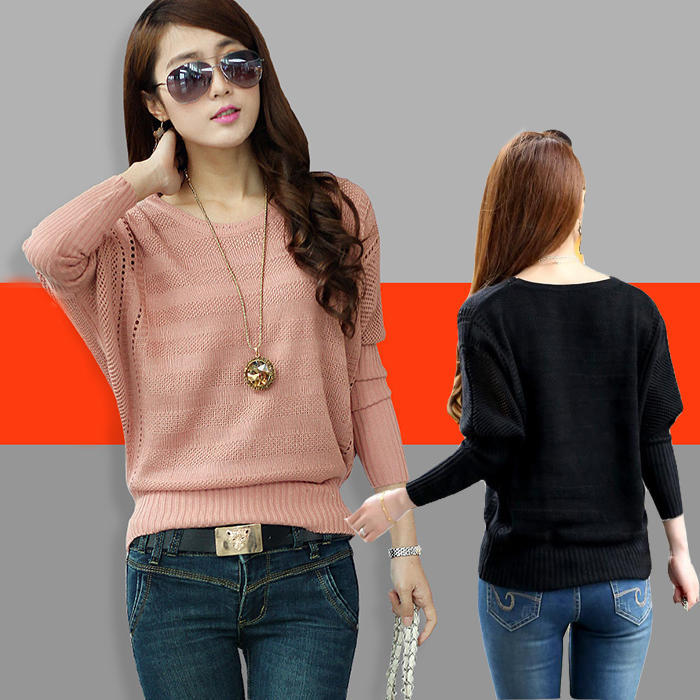 Buy Lady Fashion Bat Sleeves Knitting Pullover Sweater at affordable ...