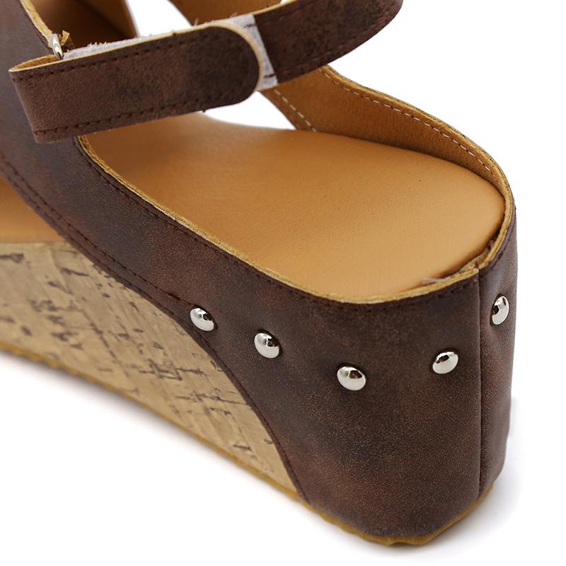 Buy Women's Sandals Peep Toe Belt Buckle Blocking Hook-Loop Fashion ...