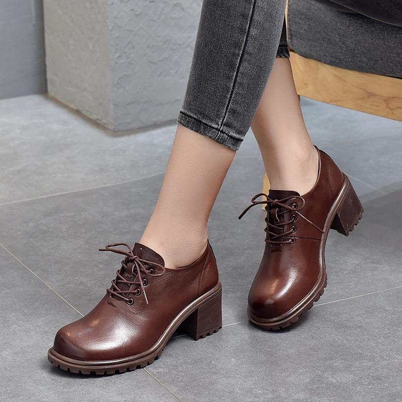 Buy Comfortable Shoes Women Single Shoes Leather Mother Shoes Flat Slip ...