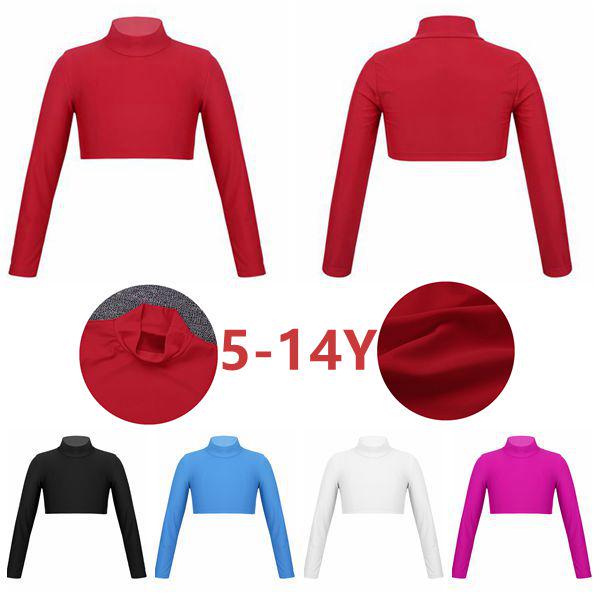 Buy Kids Girls Long Sleeves Crop Top Sportwear Swimwear Dancewear ...