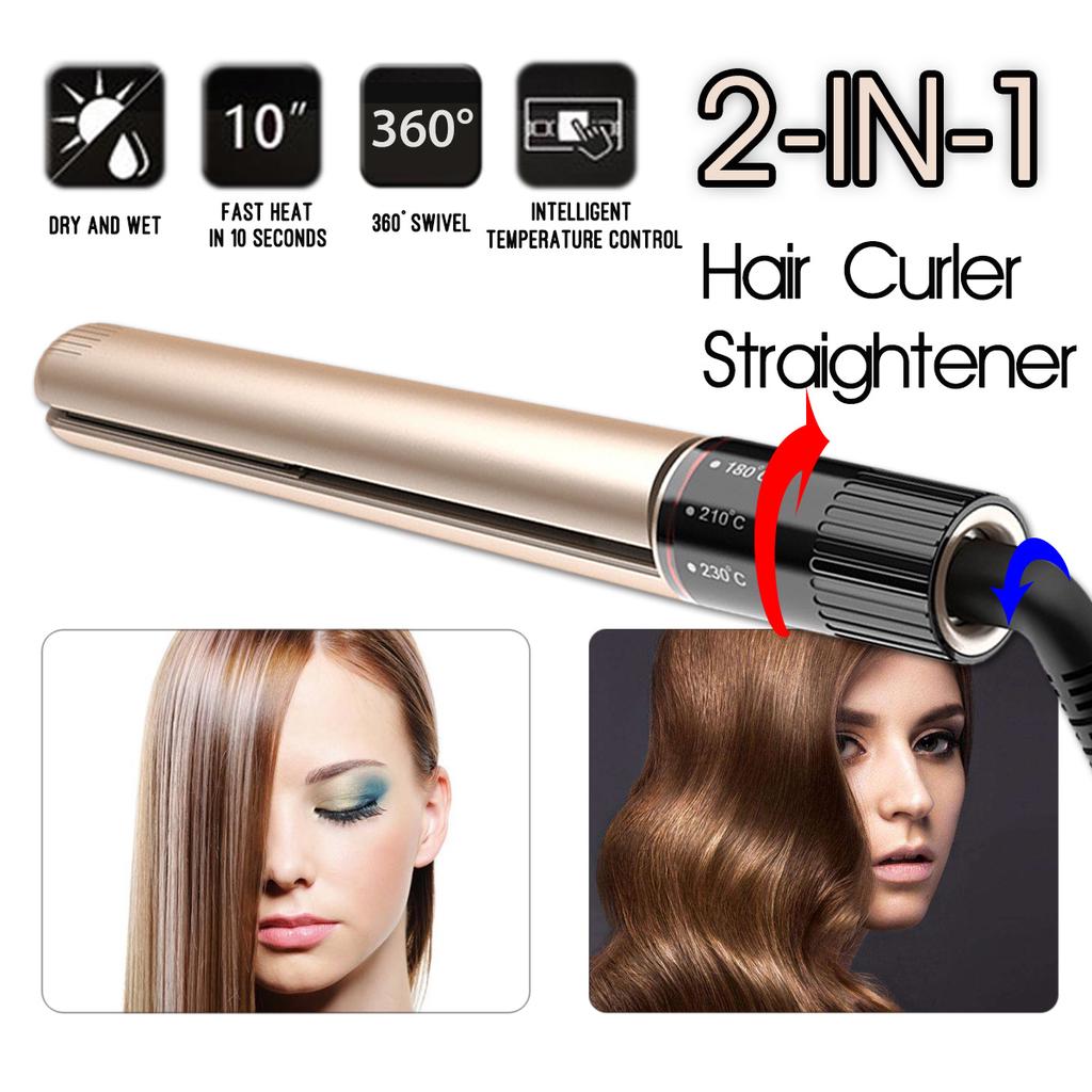 2-IN-1 Hair Straightener Curler Rotating Anti-Winding Hair ...