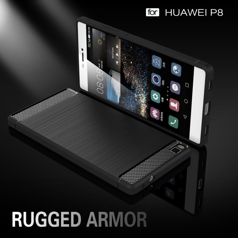 Coque gris pour Huawei P8 texture de fibre brossée TPU armure robuste ...