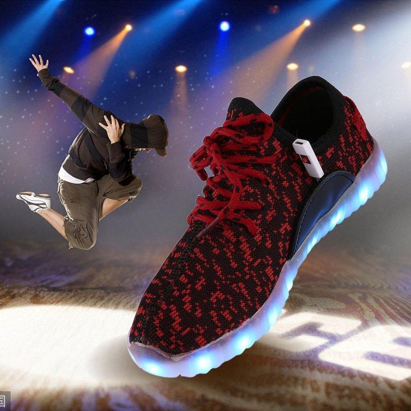 Buy Unisex LED Luminous Shoes Flashing USB Rechargeable Lace-up Lovers ...