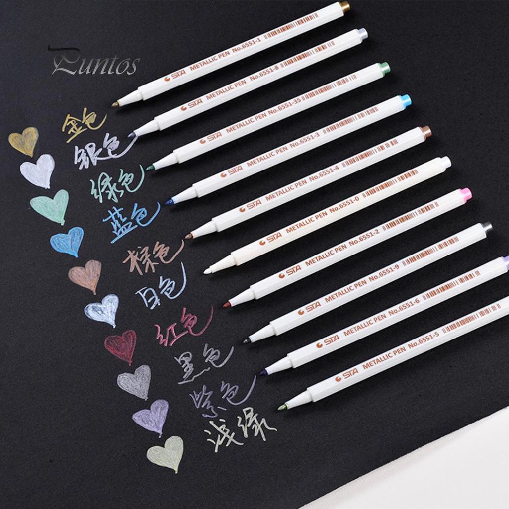 Buy Home Kit 6/10Pcs Metallic Marker Pen Album Paper Detailed Marking ...