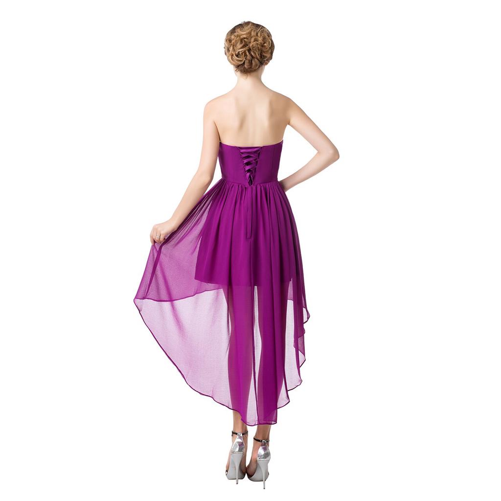 Buy Bridesmaid Dresses Chiffon Sweetheart Strapless Asymmetry Lace Up