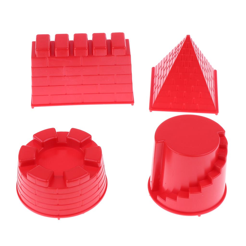 Buy 4pcs Red Sand Castle Molds Building Sandcastle Beach Kids Fun ...