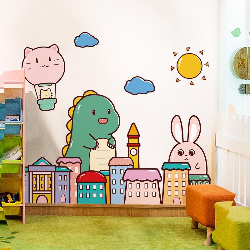 Buy Cartoon Stickers Wall Stickers Kindergarten Dinosaur Theme Ring ...