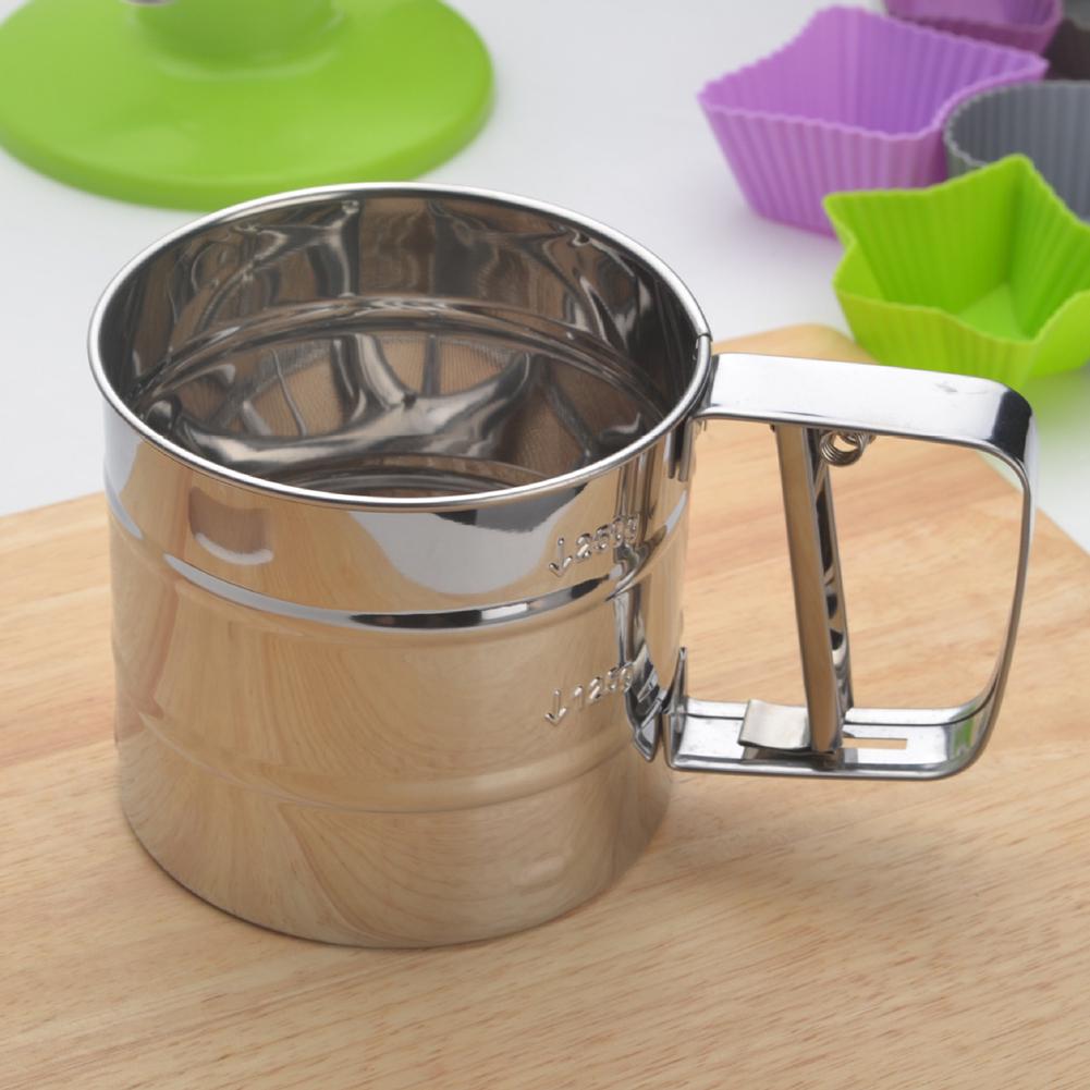 Buy 1pc Handheld Flour Shaker Stainless Steel Mesh Sieve Cup Durable ...