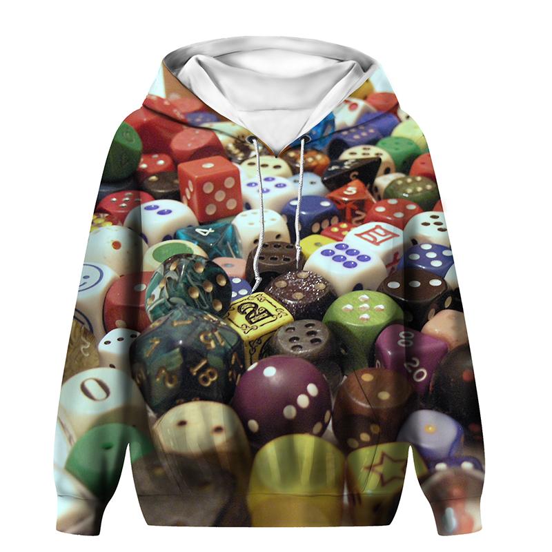 Buy Boys Girls Hoodies Fashion Dice Graphic Printed Pullovers 3D ...