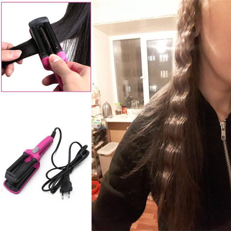 Buy Curl Iron Hair Flat Ceramic Barrel Roller 3 Crimper Tongs Beauty ...