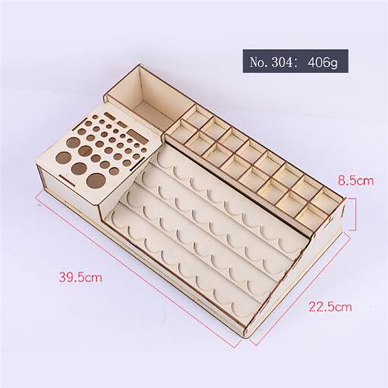 Buy Wooden Pigment Bottle Drawer Storage Organizer Holes Color Paint ...