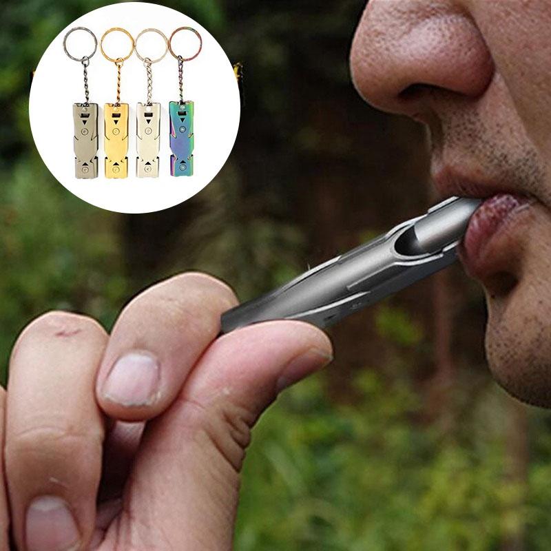 Buy Stainless Whistle Double Tube Lifesaving Emergency SOS Outdoor ...
