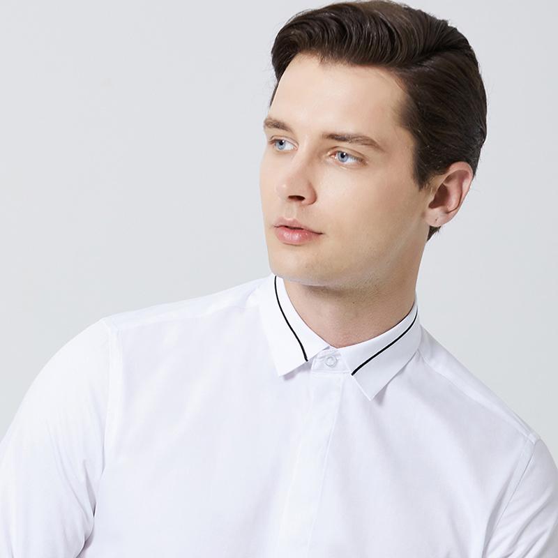 Buy Men's Covered Placket(Fly Front) Long Sleeve Dress Shirt Contrast ...