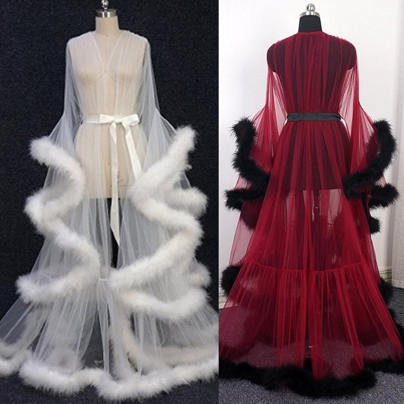 Buy Medieval Bridal Gowns Luxury Feather Wedding Robe Tulle Fantasy Fur ...