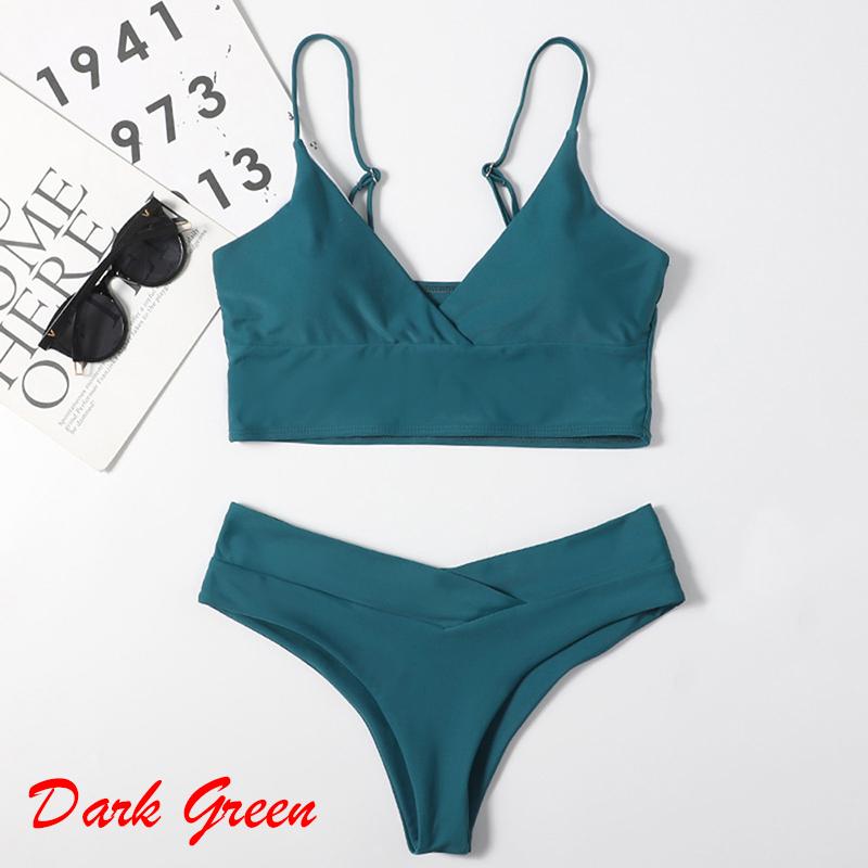 Buy Women Sexy Solid Color Push Up Swimsuit Swimwear Bikinis Set High ...