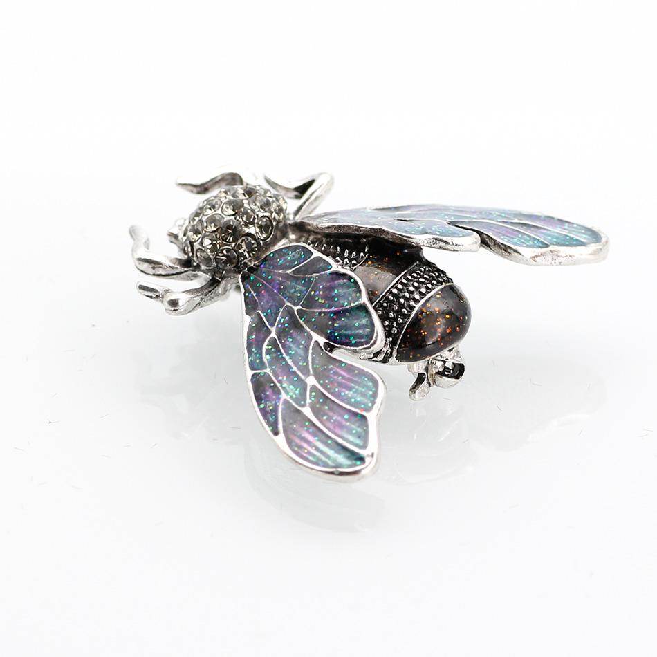 Vivid Women Glowworm Brooch Sequins Wing Insect Brooches Antique Silver ...
