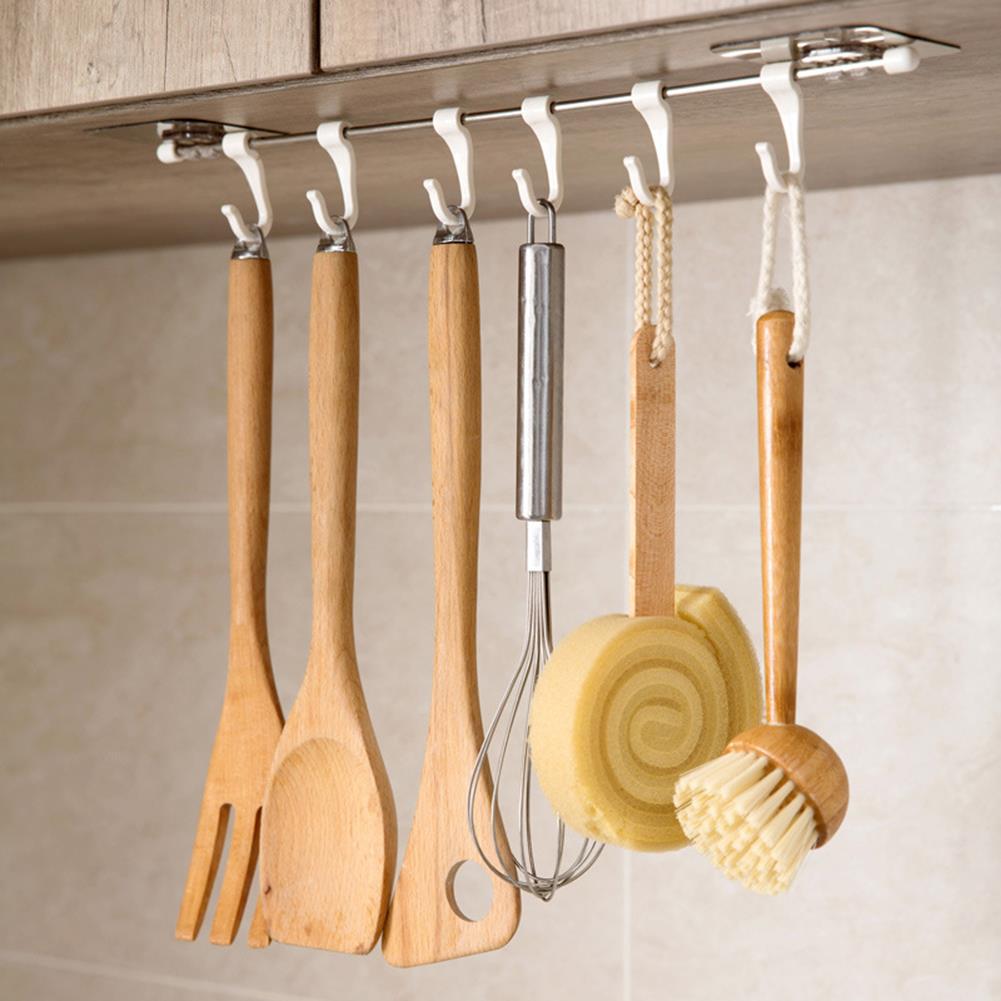 Kitchen Cupboard Six Hook Home Organizer Storage Stainless Steel Hook ...
