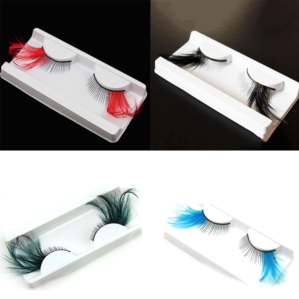 Buy False Eyelashes Colorful Feather Exaggerated Long for Carnival ...