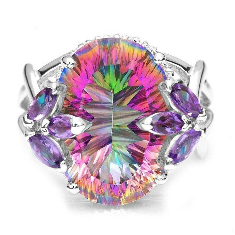 Satın alın Women Anniversary Band Rainbow Topaz Luxurious Mystic Ring ...