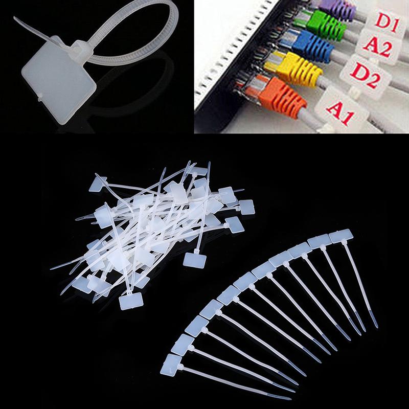 Buy 100Pcs Plastic Tag Zip Ties Cable Number Mark Tag Power Wire Label ...