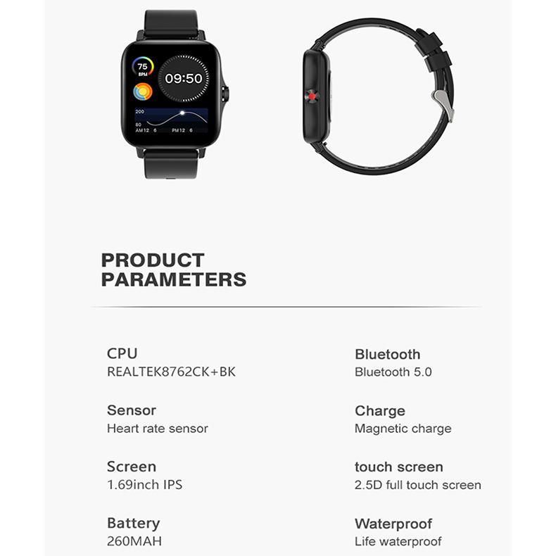 Buy I18 Bluetooth Call Smart Watch 1.69 Inch Heart Rate Blood Pressure ...