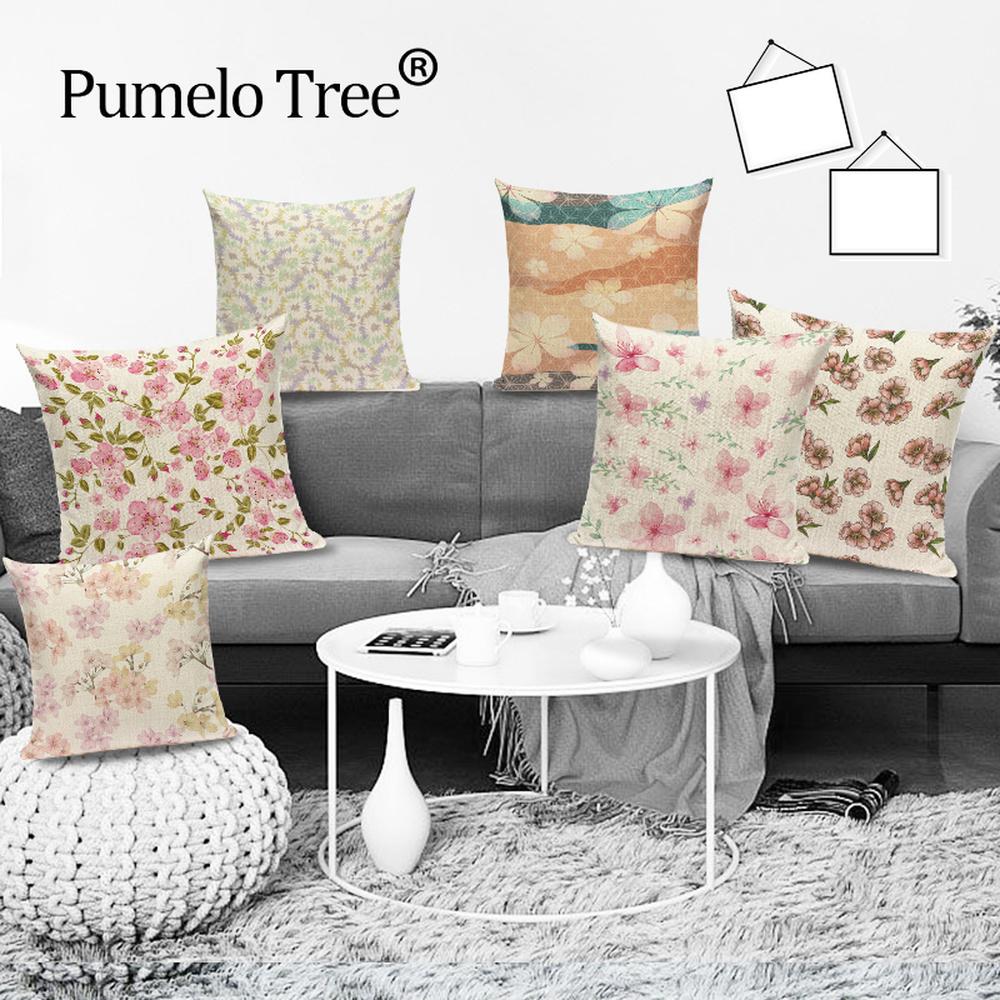 Kjøp Elegant Flower Pattern Cushion Cover Warm Colors Pillow Case Plant ...