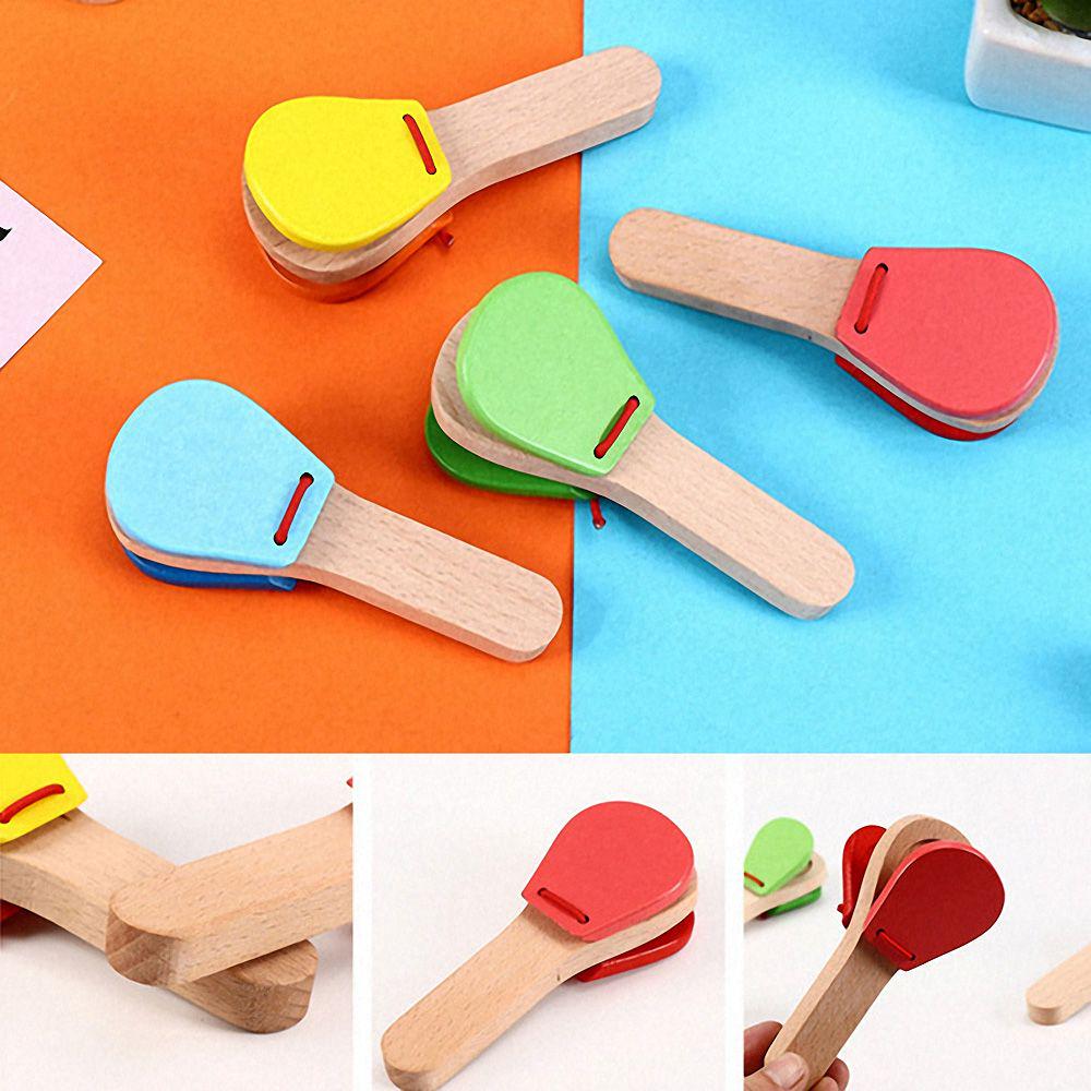 Buy Preschool Wooden Percussion Castanets Children Clapper Toy Musical ...