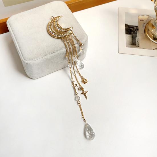 Buy Alloy Women Hairpin Dangle Terrific Exquisite Moon Design Tassel ...