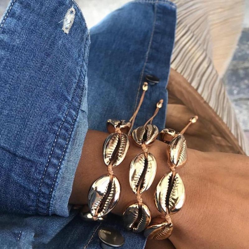 Cheap Vintage Gold Silver Shell Bracelet for Women Bohemian Vintage ...