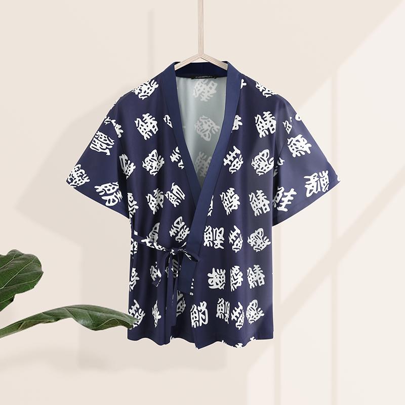 INCERUN Japanese Kimono Shirts Mens Yukata Haori T-shir Cardigan Summer Beach Loose Blouse Tops ...