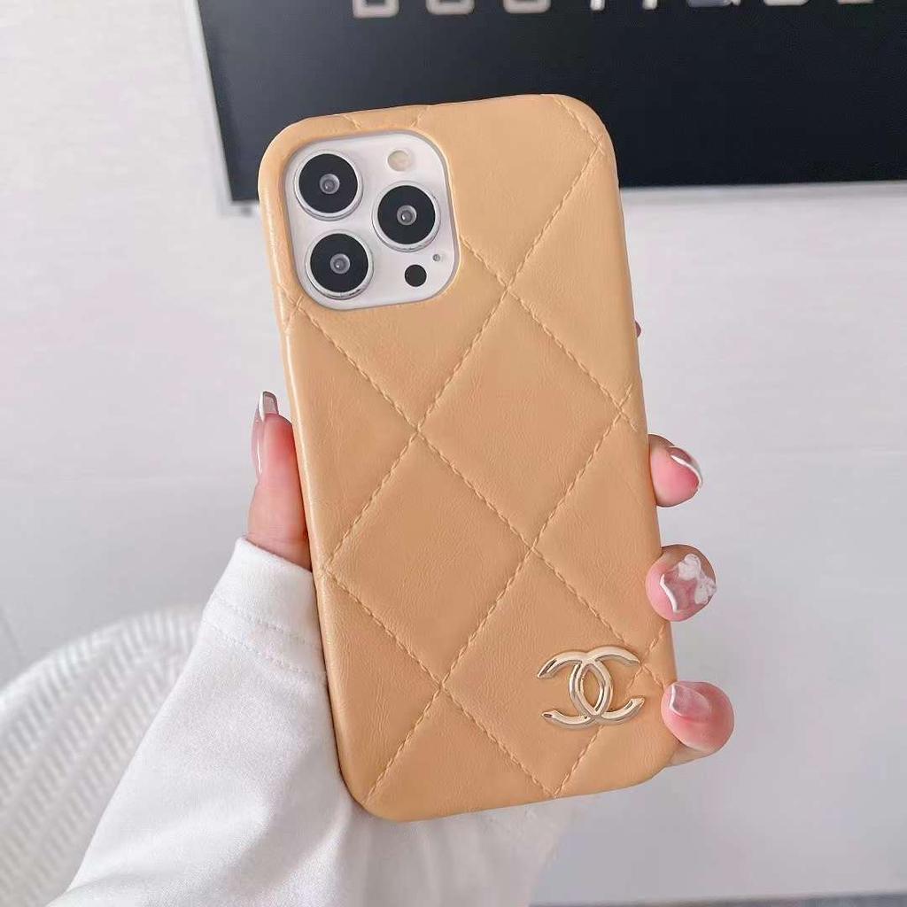 INS Luxury Classic Colorful COCO Lambskin Metal Logo Anti-fall Mobile ...