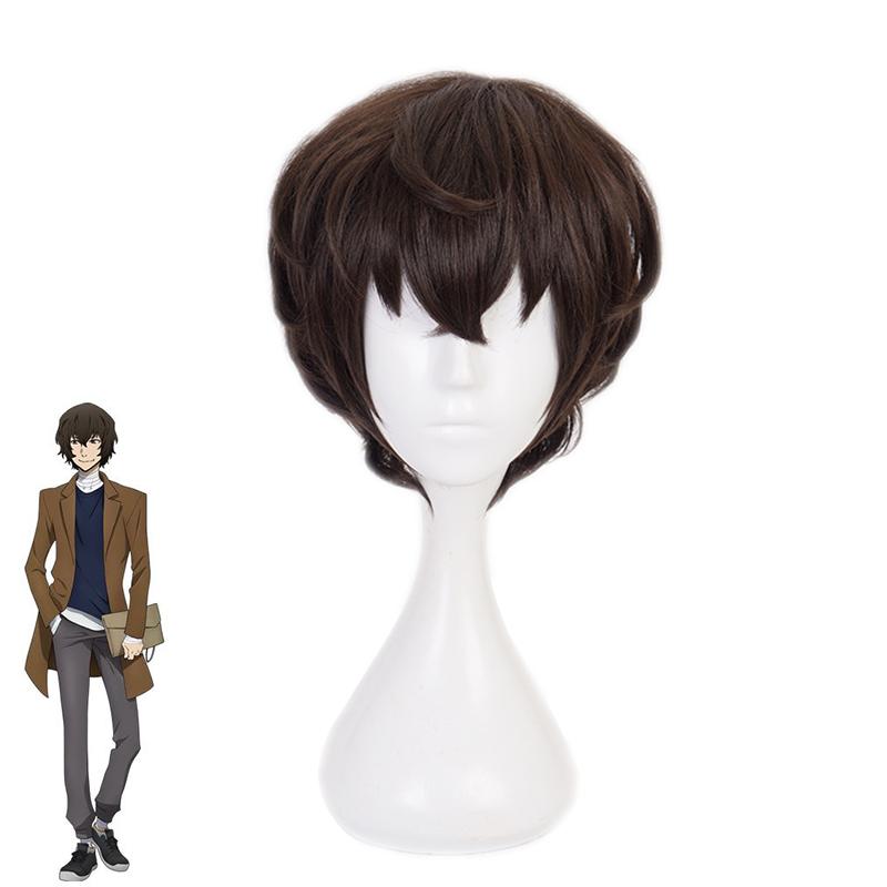 💰Kjøp Anime Bungo Stray Dogs Dazai Osamu Short Brown Curly Hair Heat ...